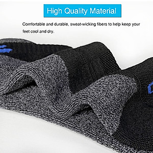 APTYID Men's Performance Cushion Ankle Athletic Running Socks, Black, Size 9-12, 6 Pairs