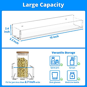 NIUBEE Wall Mounted Spice Rack Organizer,Clear Acrylic Spice Shelf Storage Holder,Hanging Seasoning Rack Organizer for Wall Kitchen 4 Pack
