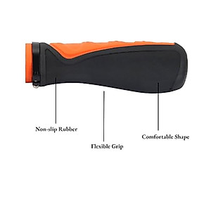 Bike Handlebar Grips, Orange & Black Rubber Anti-slip Lock-on Ergonomic Design Mountain Bike Grips, MTB BMX Anti-Slip Urban Bicycles Grips, Scooter Grips Accessories