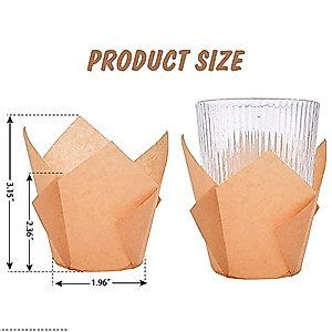200Pcs Tulip Cupcake Liners Muffin Baking Liners Holders Premium Baking Cups Cupcake Wrappers Christmas Cupcake Lliners for Weddings, Birthdays, Anniversaries, and Special Occasions（Natural）