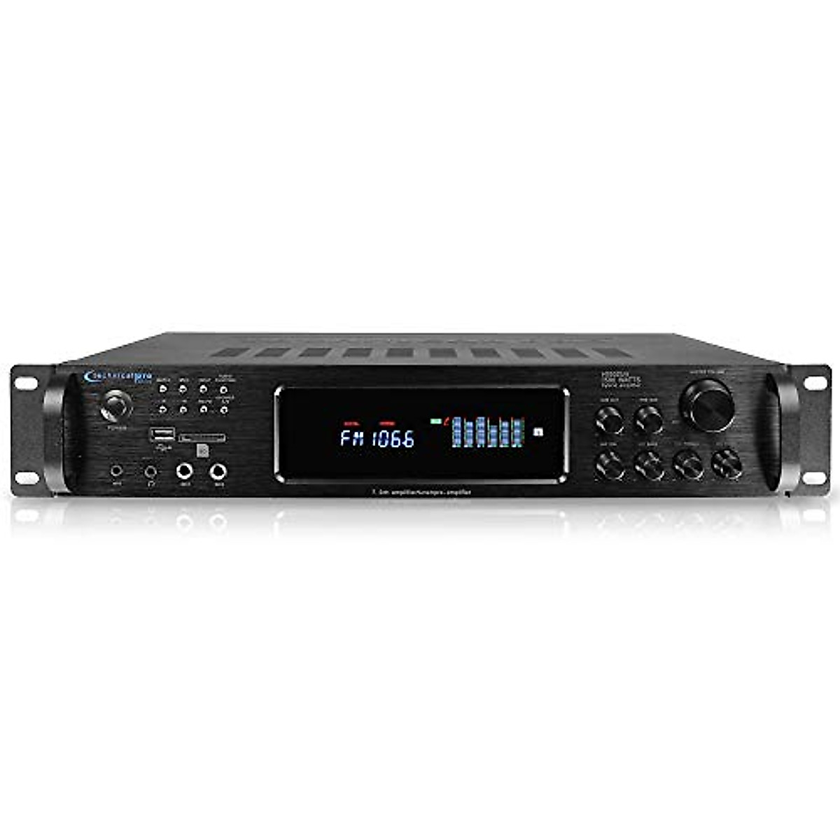 Bluetooth Home Stereo Amplifier, Digital Hybrid Multi Channel, 1500 Watt, Preamp, Tuner with USB and SD Inputs, 2 Mic Inputs, AM/FM digital tuner, Wireless Remote, Bass & Treble Controls