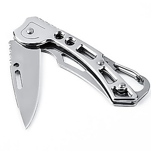 Gerderk 6 Pack Folding Pocket Knife, Pocket Knife with Chain, Only 2.5 in. Blade - EDC Knife for Camping Hiking Fishing for Men and Women (Silvery)