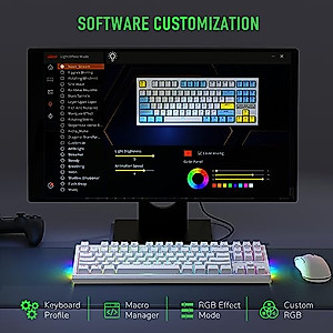 RK ROYAL KLUDGE R87 Mechanical Keyboard, 75% Layout Hot Swappable Wired Gaming Keyboard Software Macro Compact RGB Backlit PC Game Keyboards 87 Keys for Win Mac, Yellow Switch-White