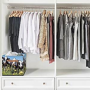 Funky Qiu Storage Cube Bins Farm Flower Cow Large Collapsible Storage Basket with Handle Decorative Storage Boxes for Toys Organizer Closet Shelf Nursery Kid Bedroom,13x13x13