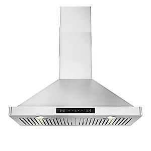 EVERKITCH 30 inch Wall Mount Range Hood 800CFM, with DC Motor, Stainless Steel Vent Hood with 6 Speeds Exhaust Fan, Convertible to Ducted and Ductless, with stainless steel filters