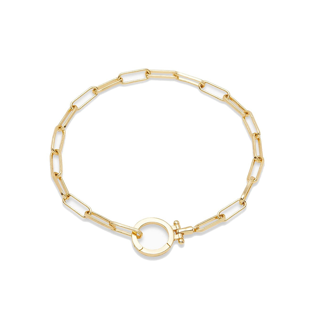 gorjana Women's Parker Paperclip Link Chain Bracelet, 18k Gold Plated, Signature Clasp, Adjustable Minimalist Stacking Layered