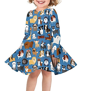 ZPINXIGN Kids Long Sleeve Clothes Puppy Dog Dress Cute Outfits for Girls 5-6 Twirly Swing Dress School Party Casual Fall Outfits