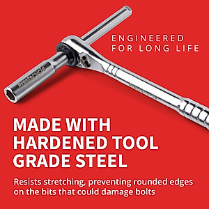 Prestacycle Pro T Handle Ratchet Set - 12-Piece Hex Bit Tool Kit & 3 Way Ratchet, Compact & Flexible Wallet Holder, Heavy-Duty T Handle Set for Bicycle Maintenance, 60 Nm Torque