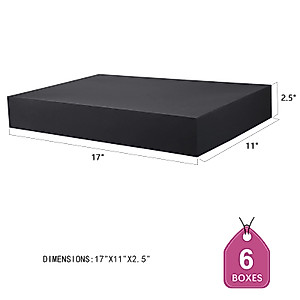 JINMING 6 Extra Large Gift Boxes with Lids 17x11x2.5 Inches Christmas Gift Wrap Boxes, Black Cloth Gift Boxes, Apparel Gift Boxes for Thanksgiving Day