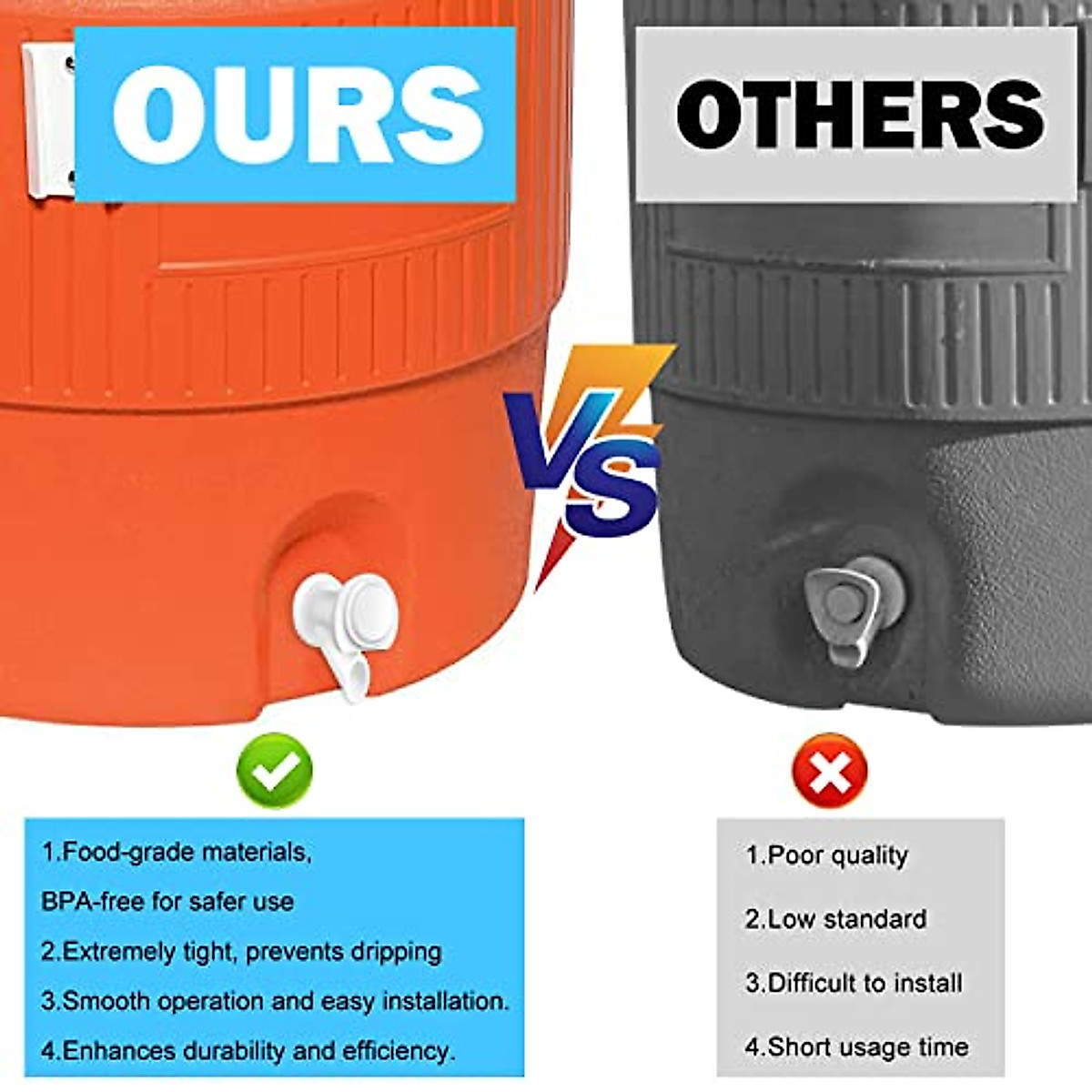 3Pcs Push Button Water Spigot Cooler Spigot Replacement, Reusable Water Spigot Compatible with Igloo 2, 3, 5, and 10 Gallon Water Cooler, Durable Spigot for 5 Gallon Bucket (White)