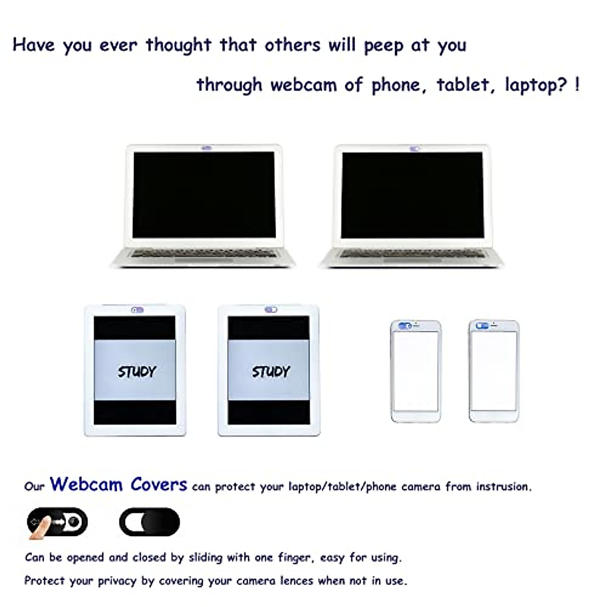 Webcam Cover (8 Packs), Ultra-Thin Camera Privacy Covers Sticker Fit for Laptop Computer PC Desktop Tablet Smart Phone Lens, AllureEyes Web Cam Slider Camera Privacy Covers Protection