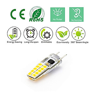 Lacnooe G8 LED Bulb 3W Equivalent to T4 JCD Bi-Pin G8 Base Halogen Bulb 20W-25W Dimmable G8 Light Bulb 110V-120V Daylight White 6000K for Puck Light, Under Cabinet Light, Under Counter Light (6 Pack)