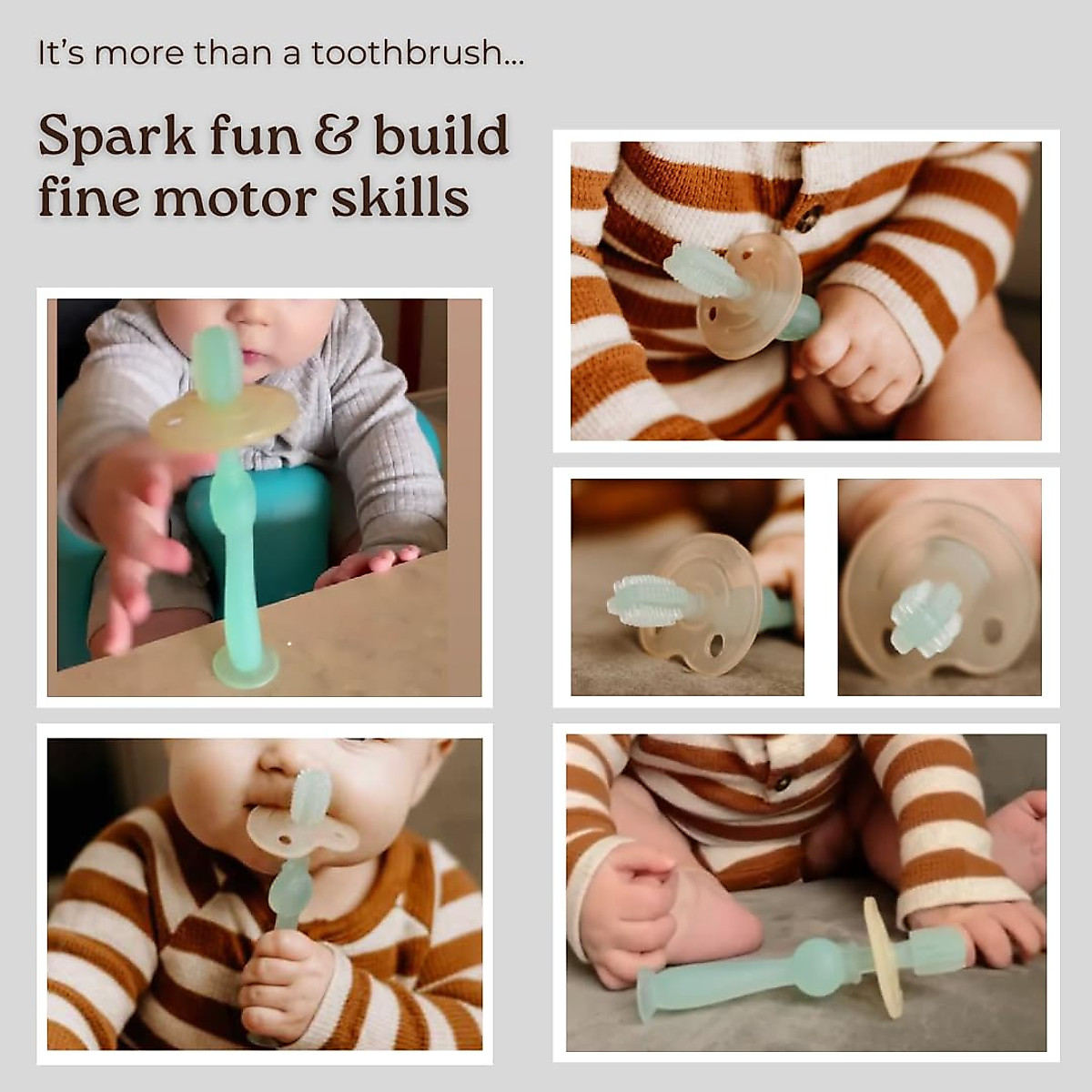 Haakaa 360° Silicone Baby Toothbrush – 100% Soft Food Grade Silicone, BPA-Free, Suction Base, Safe for Babies 6 Months+, Gentle Gum and Teeth Cleaning for Infants, Gum Massager