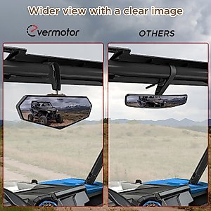 Evermotor UTV Rear View Mirror for 1.6"-2" Roll Bar Cages, Universal Center Mirror with 360° Adjustable Aluminum Clamp Compatible with ATV Polaris RZR Ranger Scooter Kawasaki Mule Pioneer Gator