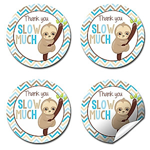 Thank You SLOW Much Sloth Appreciation & Encouragement Sticker Labels, 40 2" Party Circle Stickers by AmandaCreation, Great for Teachers, Co Workers, Employees and Anyone Who Needs to Feel Appreciated