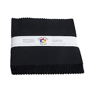 Connecting Threads Color Wheel 40 pcs 100% Cotton Precut Quilting Fabric Bundle 5" Charm Squares (Black)