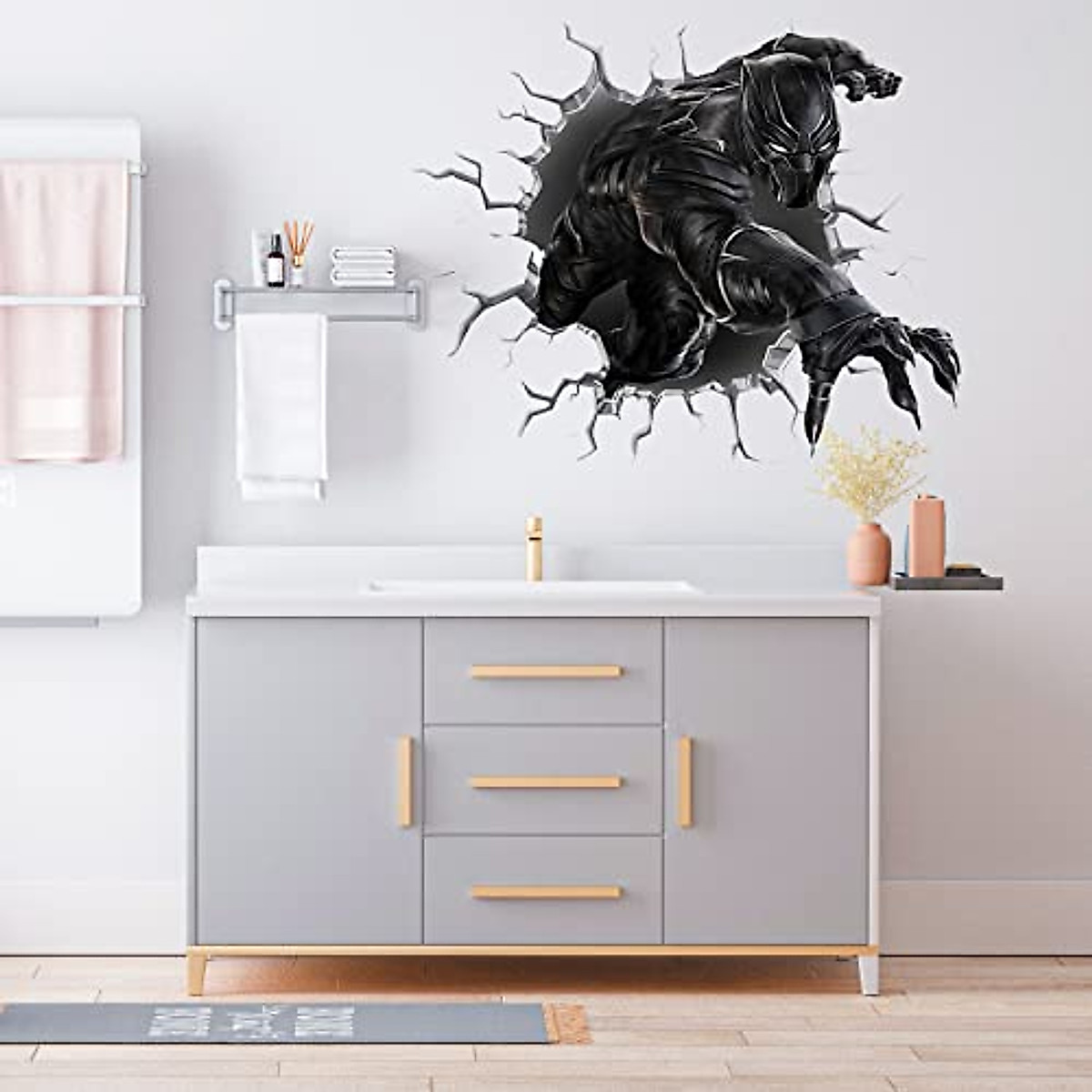 3D Superhero Wall Decals Vinyl Art Home Decor Kids Room Playroom Studios Wall Décor PVC Decoration Gift Supplies(15.7“x19.6")