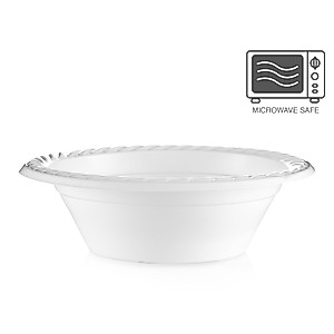 BluShine 250 Pack – 12 Oz Disposable Plastic Soup Bowl Plates – Extremely Strong and Sturdy – Heat-Resistant and Soak-Proof - Does Not Melt or Cave in Microwave – Heavy Duty BPA-Free Plastic