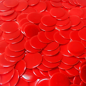 MR CHIPS Plastic Bingo Chips for Bingo Games 150 Count Bag - Solid and Transparent Colors Counting Chips - Solid Red - 3/4 Inch