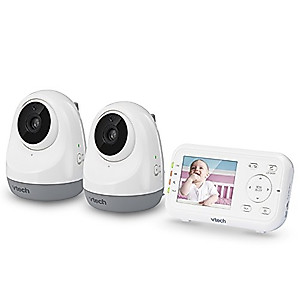 VTech VM3261-2 2.8” Digital Video Baby Monitor with 2 Pan & Tilt Cameras, Full Color and Automatic Night Vision, White