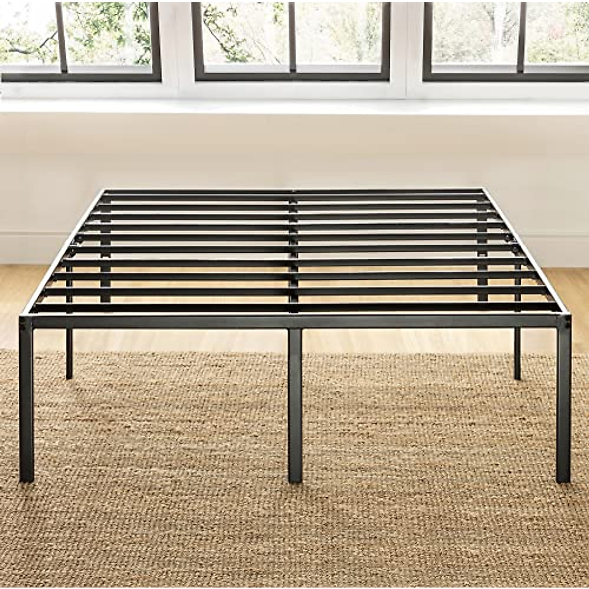 Best Price -Mattress 18 Inch Metal Platform Bed, Heavy Duty Steel Slats, No Box Spring Needed, Easy Assembly, Black, Queen