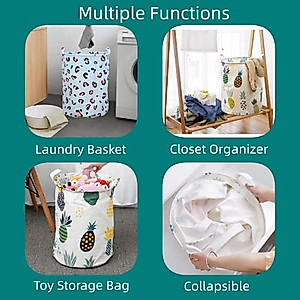 Collapsible Laundry Basket, 40L Laundry Hamper, 100L Closet Organizer, Canvas Clothes Toys Storage (White Set)