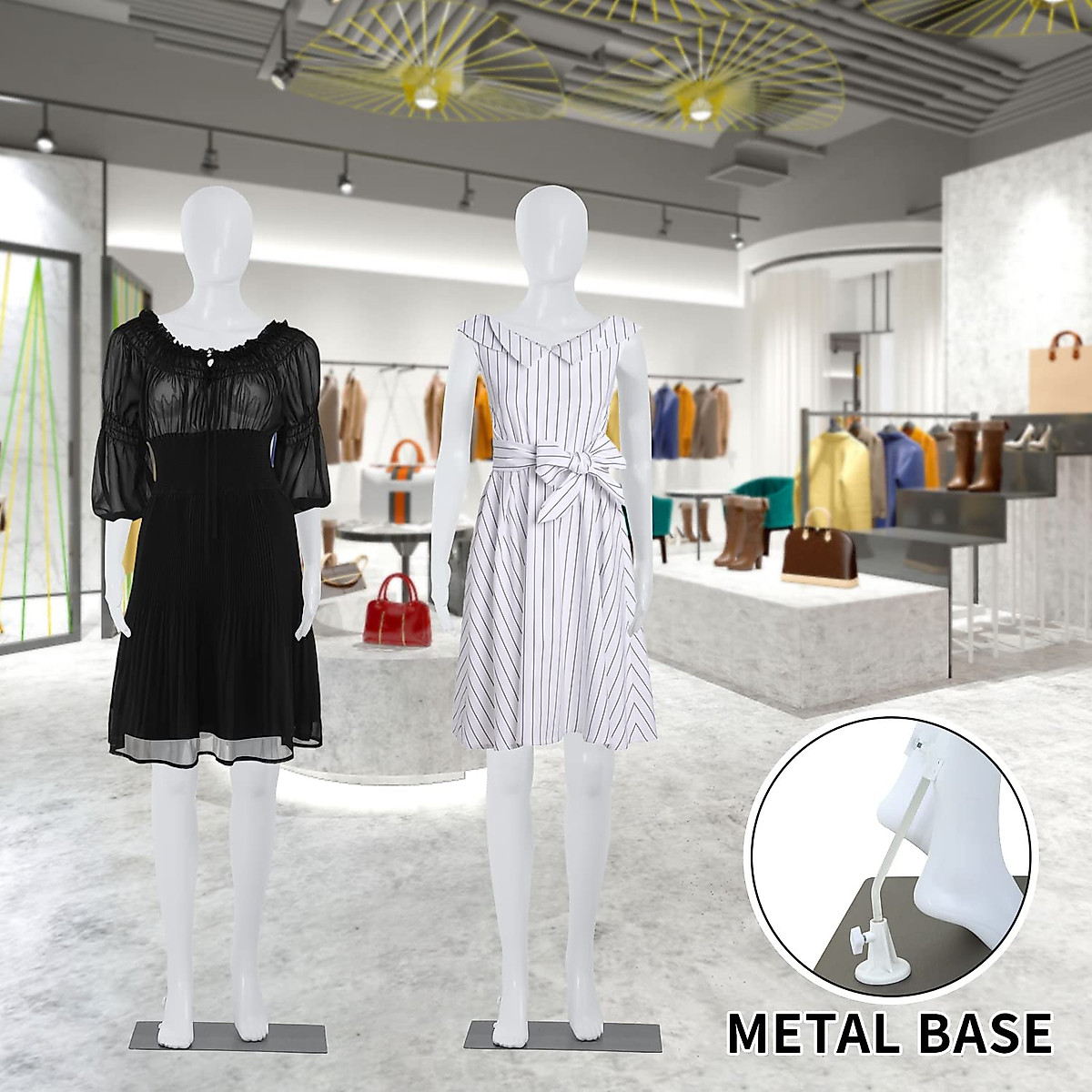 Female Mannequin Full Body Dress Form Sewing Dress Model Stand Adjustable Dress Mannequin 69" Detachable Manikin Body Display Head Rotation Manikin Torso Stand w/ Metal Base, White