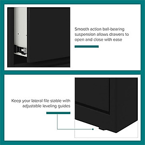 Hirsh 30 inch Wide 2 Drawer Lateral 101 File Cabinet in Black, Fully Assembled