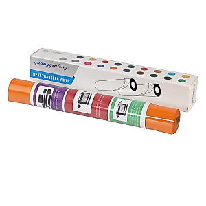 guangyintong Orange Heat Transfer Vinyl HTV Rolls, 12" x 8ft Orange Iron on Vinyl for T-Shirts Glossy Surface Orange HTV Vinyl for All Cutter Machines Easy to Cut & Weed for Heat Vinyl Design