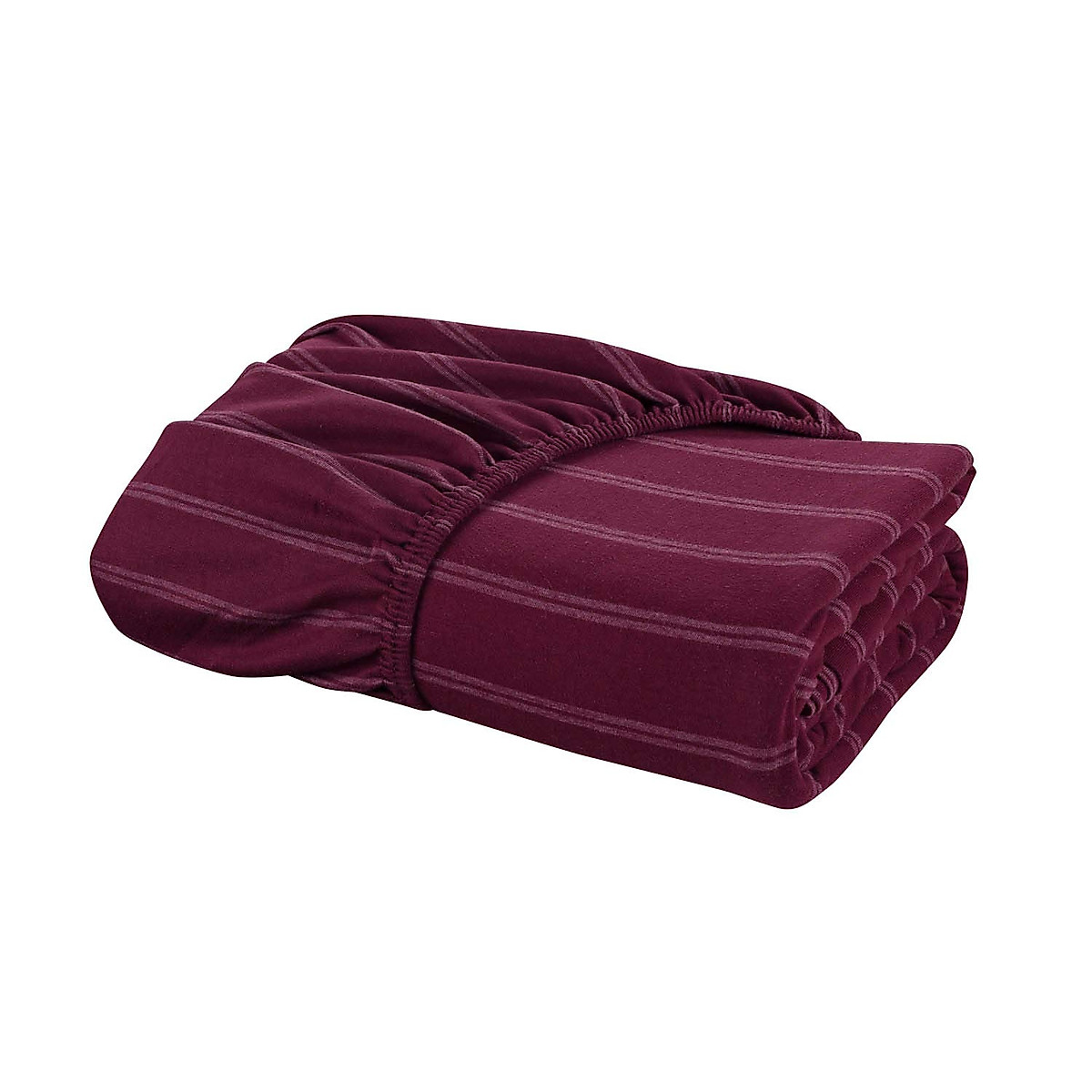 DELANNA Jersey Knit Fitted Sheet Soft Breathable T-Shirt Weave Bottom Sheet Only (RED STRIPE, QUEEN)