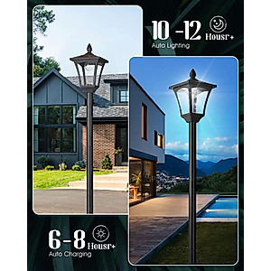 Seovix 70" Solar Lamp Post Lights Outdoor Waterproof IP65, Solar Lamp Posts Outdoor Lighting, LED Solar Pole Light for Garden, Lawn, Pathway, Driveway, 1-842-108