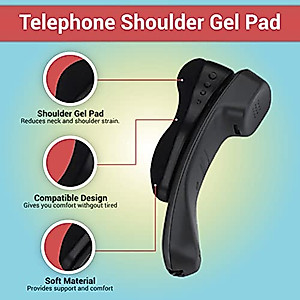 1InTheOffice Telephone Handset Shoulder Rest, Phone Cushion Gel Padded Black, 1 Pack