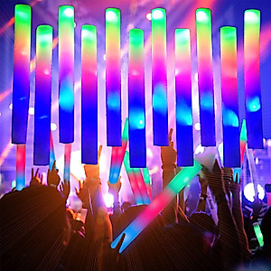 Bylaotrs Foam Glow Sticks Bulk 100 Pack,3 Modes Flashing LED Light Sticks Glow in The Dark Party Supplies Light Up Toys for Parties Wedding Birthday Concert Christmas Halloween