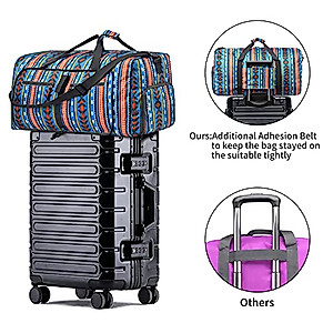 Duffel Bag 65L Packable Duffle Bag with Shoes Compartment Unisex Travel Bag Water-Resistant Duffle Bag(Bohemian Blue,65L)