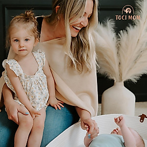 Toci Mom Nursing Cover for Breastfeeding, Full Coverage Breastfeeding Cover, Machine Washable, Breathable and Soft, Wide Neck with Stretch for Easy View, One-Size-Fits-All, Modal Knit (Cream)