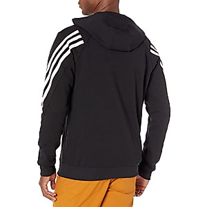 adidas Men's Future Icon 3-Stripes Hoodie, Black/White, Large