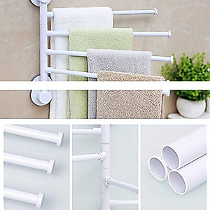 LIRUXUN Towel Holder Swing Out Towel Bar,Bathroom Hand Towel Rack 4-Bar Folding Arm Swivel Hanger Wall Mount
