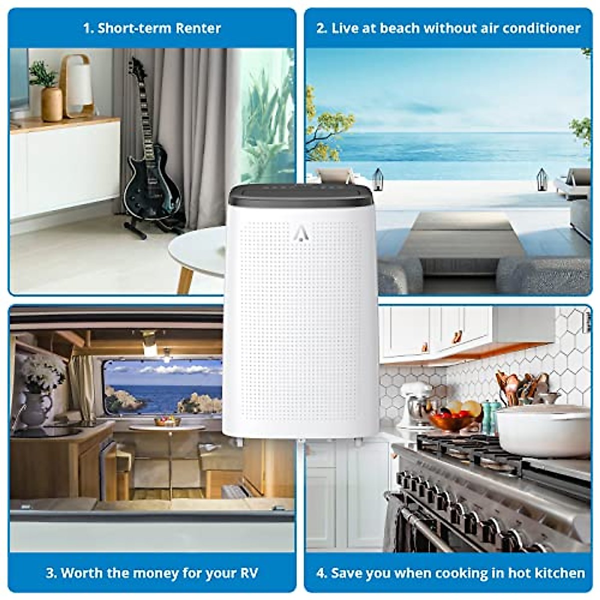 Acekool Portable Air Conditioner 14,000 BTU 3-IN-1 Quiet AC Unit with Remote Control, Built-in Dehumidifier, Fan, Auto, Sleep Modes, Cools Room up to 750 sq. ft, Exhaust Hose & Window Kit, 24H Timer