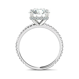 Kiara Gems 3 CT Oval Cut Solitaire Moissanite Engagement Ring, VVS1 4 Prong Irene Knife-Edge Silver Wedding Ring, Woman Gift, Promise, Birthday Gift (6)