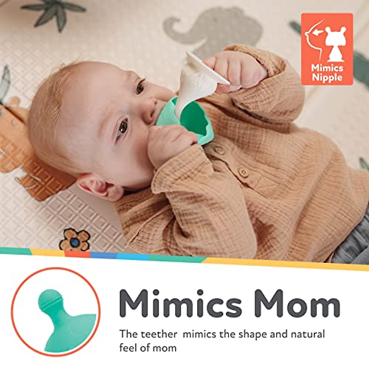 Nuby Super Soft Silicone Teether with Suction Base | Visually Stimulating and Easy to Grasp | Ideal for Infants 3 Months and Up, Soothing and Stimulating Gums