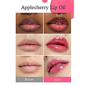 NOONI Korean Lip Oil - Applecherry | Lip Stain, Gift, Long-Lasting, Moisturizing, Plumping, Revitalizing for Dry Lips, Waterproof, No Peel Off, Korean Lip Tint, Vegan, 0.12 Fl Oz