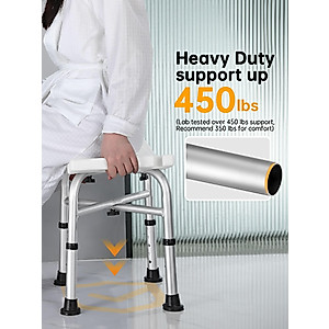 Hiqufet Shower Chair for Inside Shower(450lb), FSA/HSA Eligible 5 Height Adjustable Shower Stool, Shower Seats for Adults, 3-Minute Quick Assembly, Heavy Duty Shower Bench for Inside Shower to Sit on