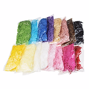 LJY 0.7LB Multicolored Raffia Paper Shreds & Strands Shredded Crinkle Confetti for DIY Gift Wrapping & Basket Filling