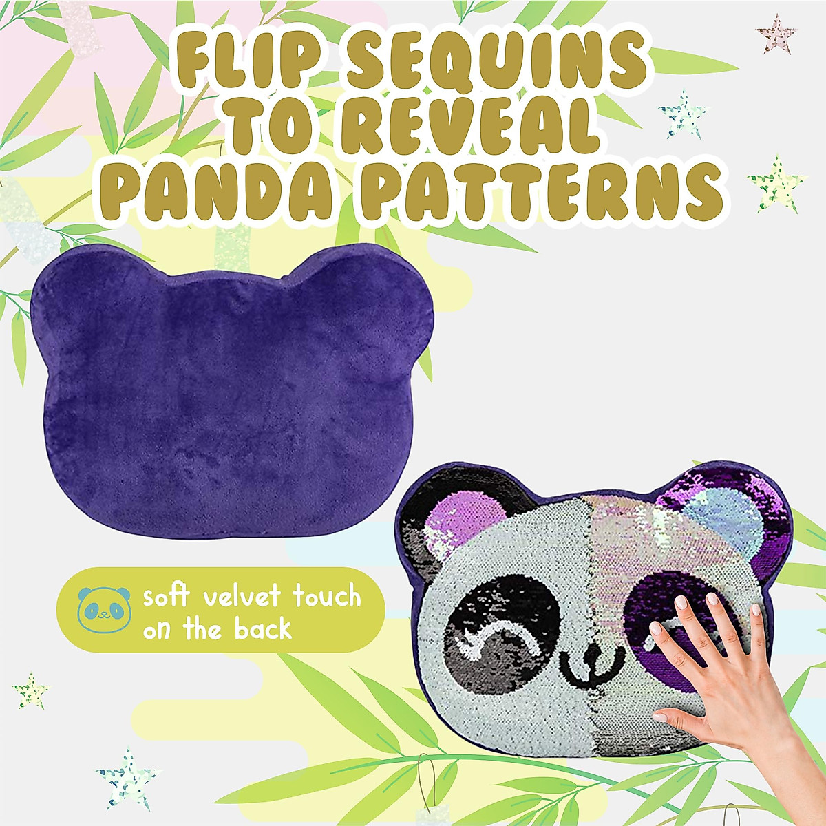 16” Reversible Sequin Pillow | Select your Favorite Colorful Design Llama, Narwhal, Panda, Penguin, Donut, Watermelon, Sloth, Alpaca & More | Playful Addition to Kids Bed or Playroom (Ice Cream)