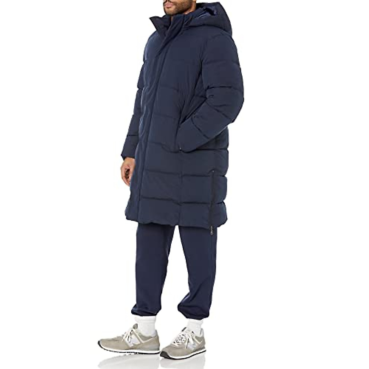 Amazon Essentials Men's Recycled Polyester Hooded Long Puffer, Navy, X-Large