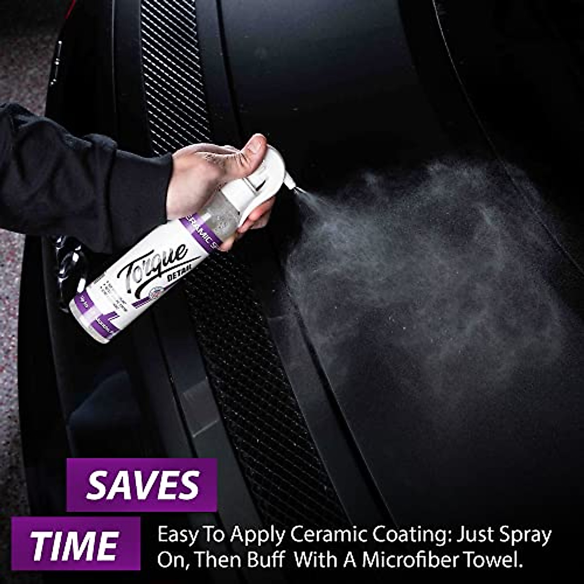 Torque Detail Ceramic Spray - Easy to Apply, Ceramic Coating Spray - Proprietary Silica Formula (Nano SiO2) Seals & Shields Car’s Clear Coat - Hydrophobic Protection & High-Gloss Shine (8 oz)
