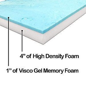 Foamma 5” x 48” x 80” Truck, Camper, RV Travel Visco Gel Memory Foam Bunk Mattress Replacement, Made in USA, Comfortable, Travel Trailer, CertiPUR-US Certified, Cover Not Included