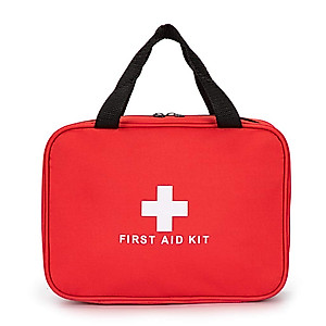 Jipemtra Red First Aid Bag Empty Travel Rescue Pouch First Responder Storage Compact Survival Medicine Bag for Car Home Office Kitchen Sport Outdoors