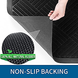 MontVoo-Door Mat- Front Door Mats Outdoor Indoor Entrance-Thick Non Slip Rubber Welcome Mat Indoor Outdoor Doormats for Home Inside Outside Entry Entryway Rug-Shoe Mat Scraper-Black-17”x30”