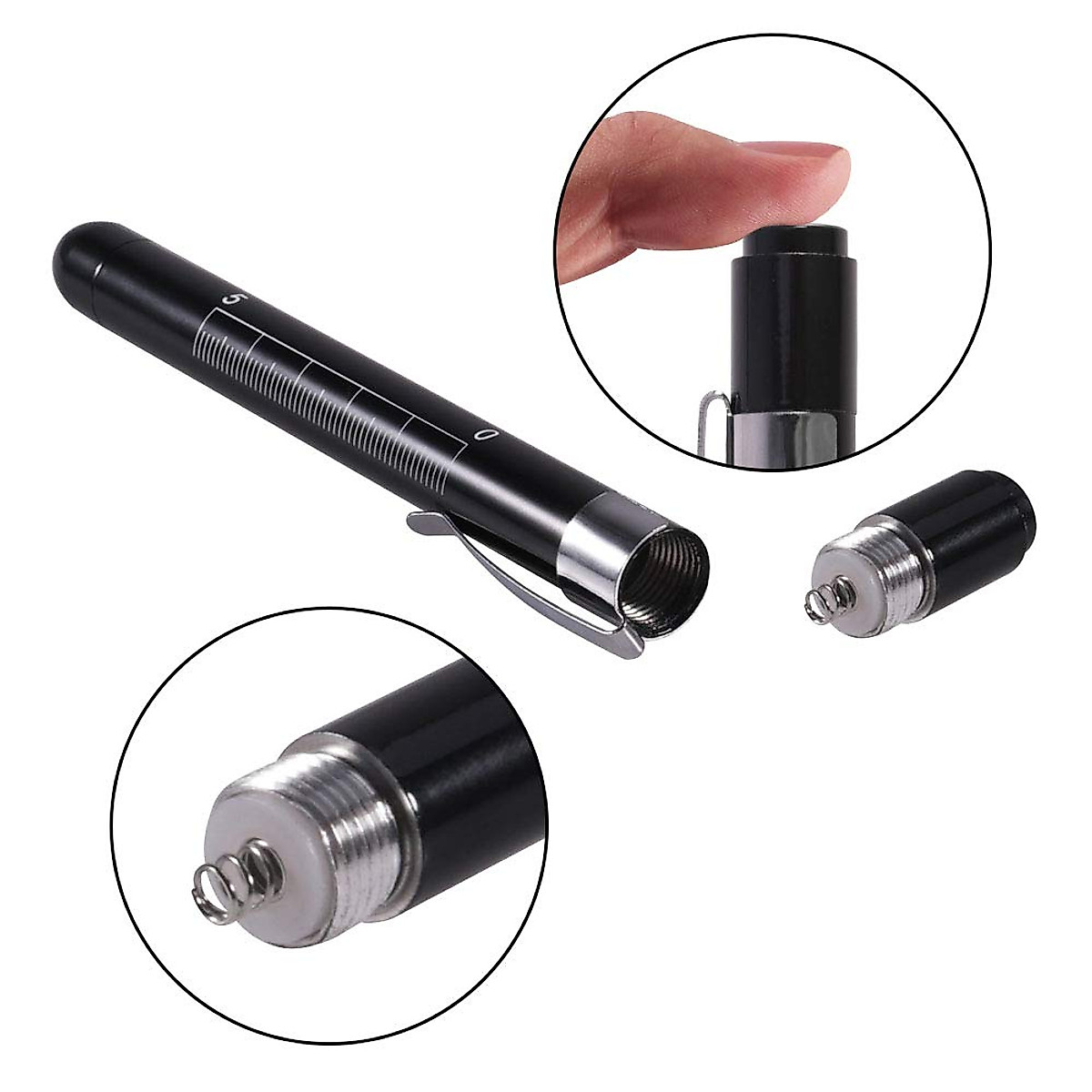 Aokin Pen Light with Pupil Gauge, Reusable LED Penlight Medical for Doctor Nurse Diagnostic etc, White Light, Gold and Black